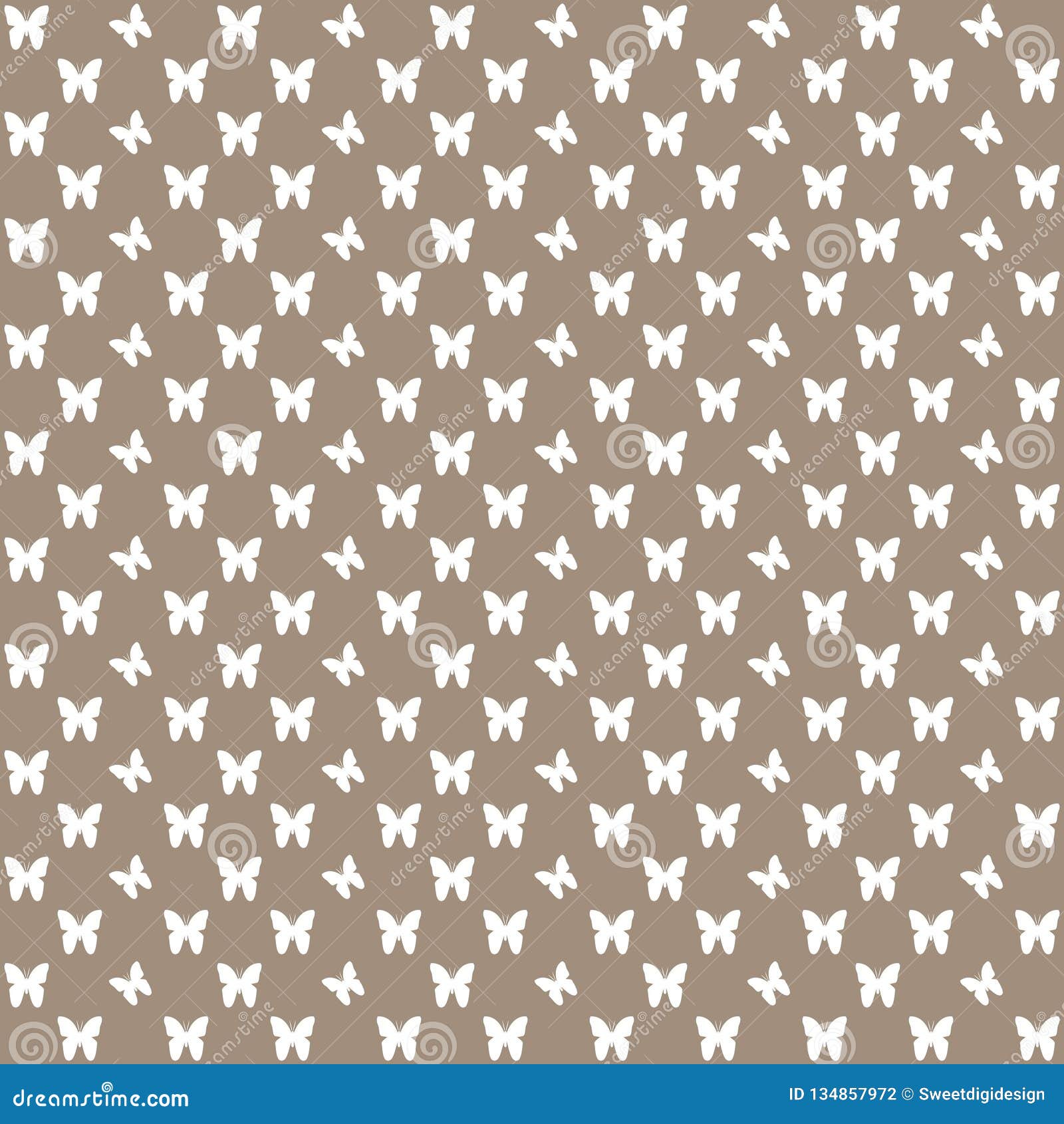 Brown Butterfly Pattern, Butterflies Seamless Vector Background Stock ...