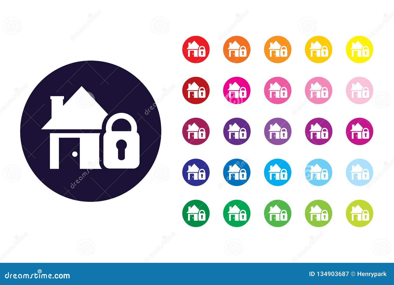 Home Security Sign Icon. Home Security Color Symbol. Stock Vector ...