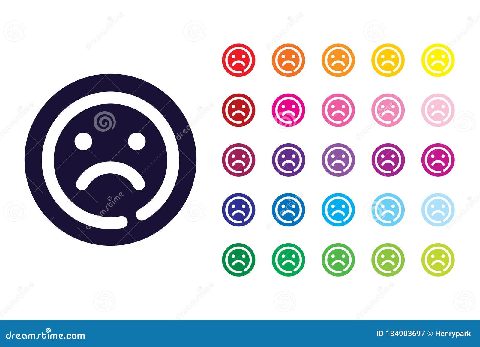 Unhappy Sign Icon. Unhappy Color Symbol. Stock Vector - Illustration of ...