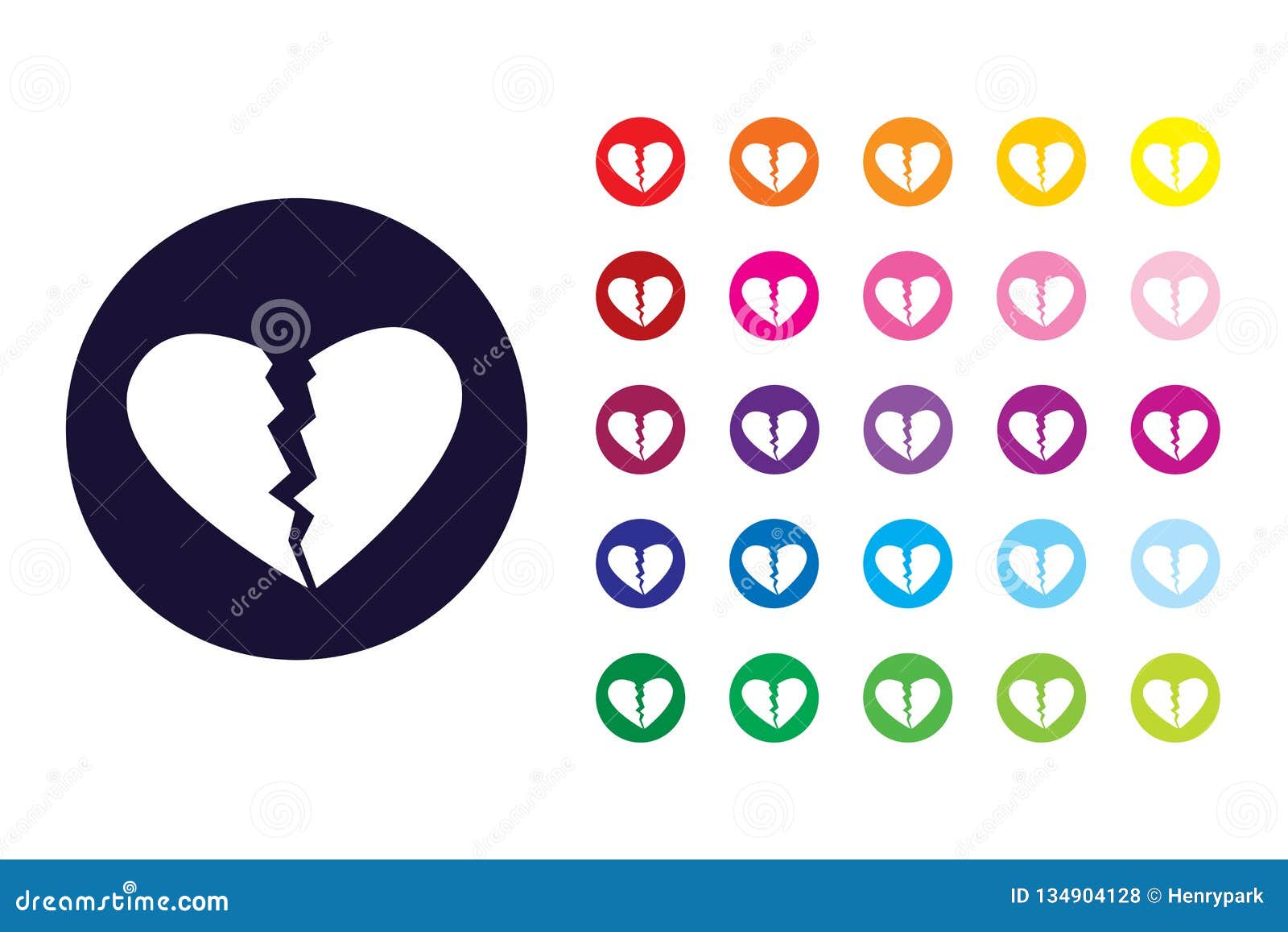 Broken Heart Sign Icon. Broken Heart Color Symbol. Stock Vector ...