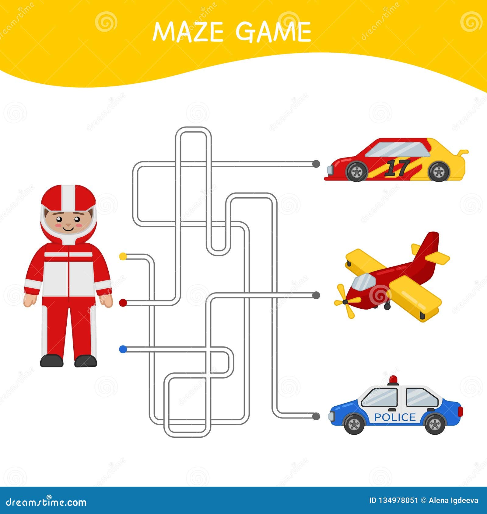 Maze With Race Car Coloring Page Vector Illustration | CartoonDealer ...
