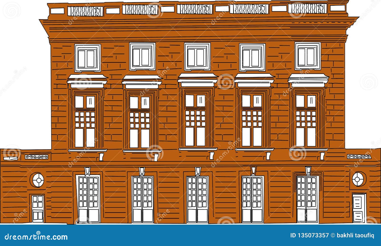 Vector Cartoon Illustration of an Urban Landscape with Large Modern ...