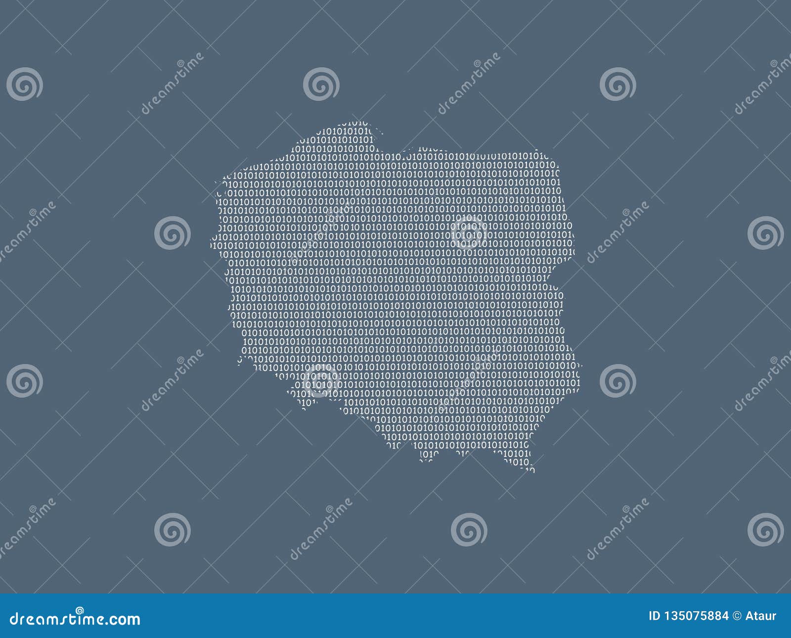Poland Vector Map Using White Binary Digits on Dark Background To Mean ...