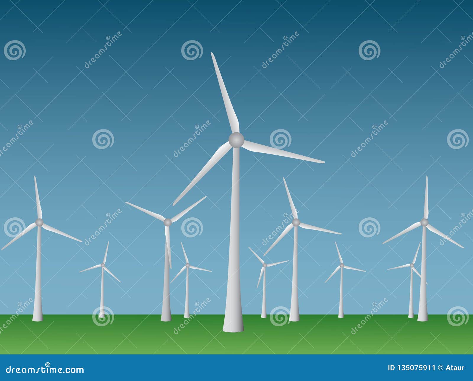 Many Cool Modern Windmills Vector To Generate Electricity from Wind in ...