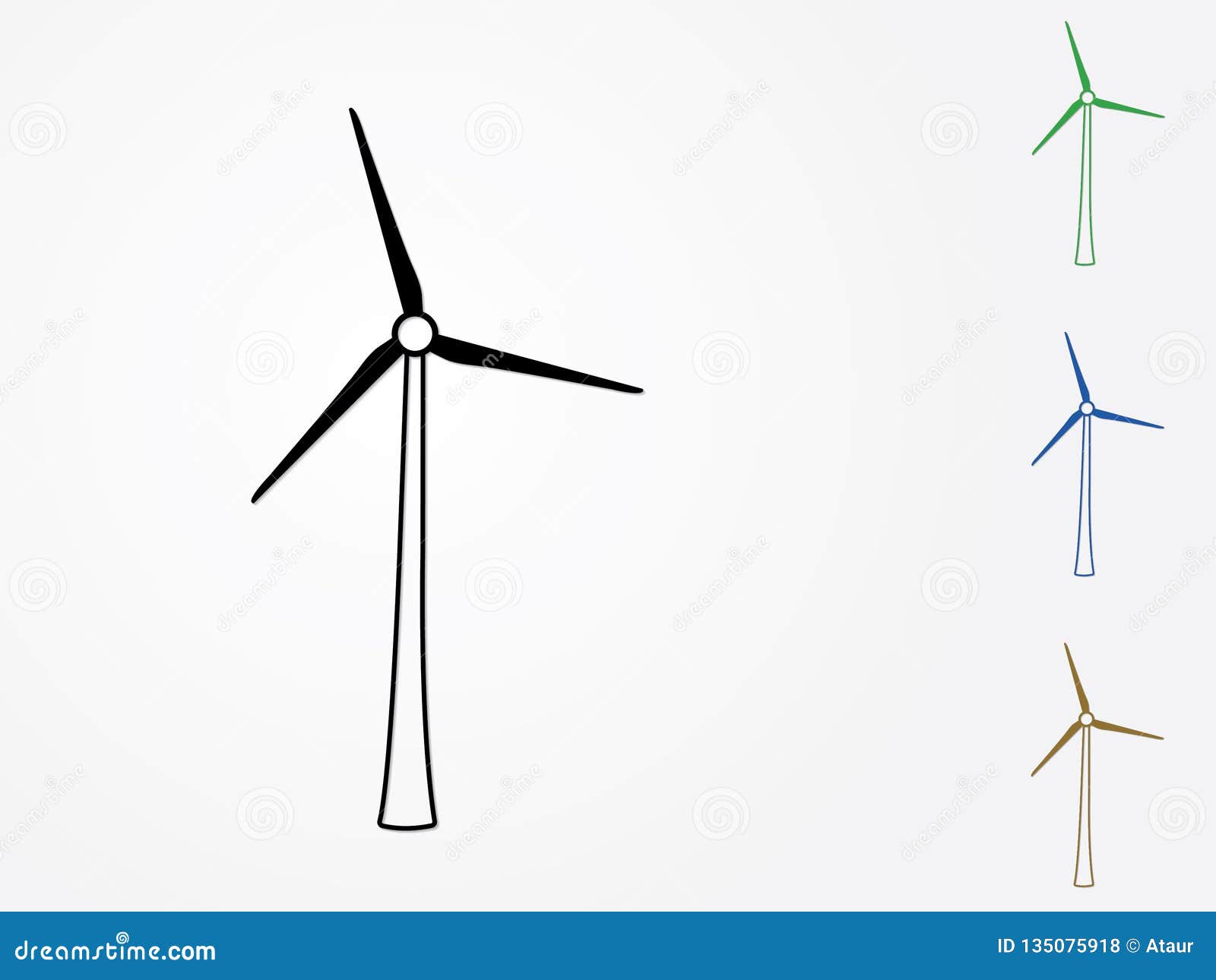 A Set of Colorful Modern Windmills Vector To Generate Electricity from ...