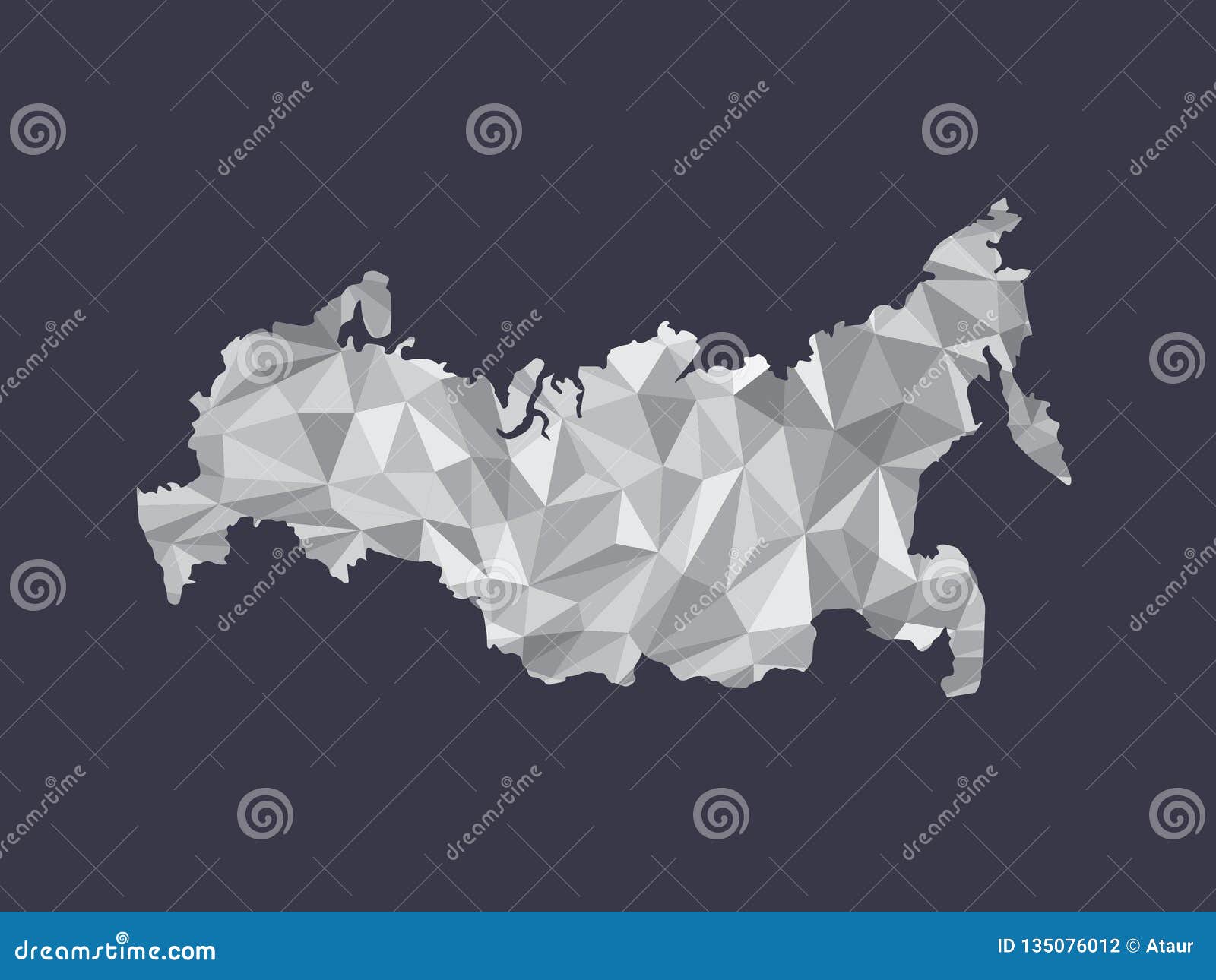 White Color Russia Low Poly Vector Map with Geometric Shapes or ...