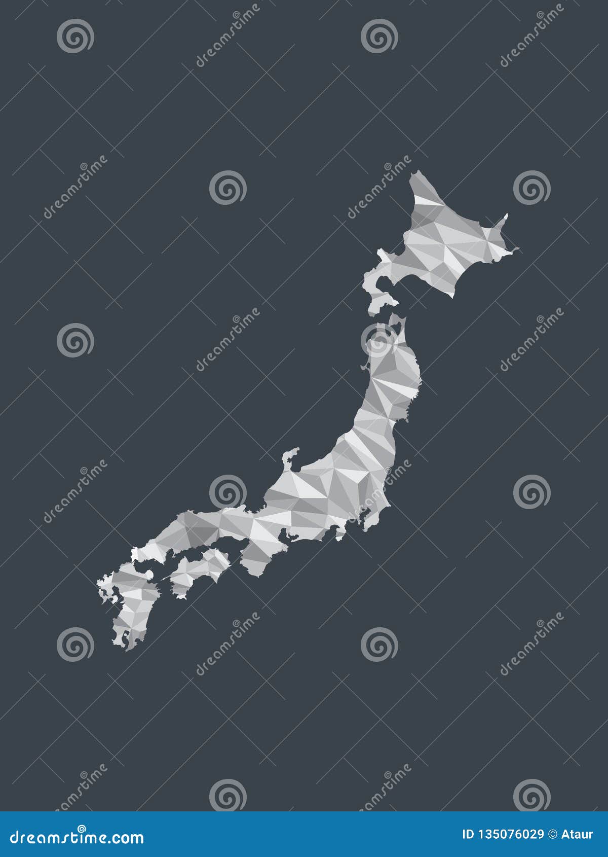 White Color Japan Low Poly Vector Map with Geometric Shapes or ...