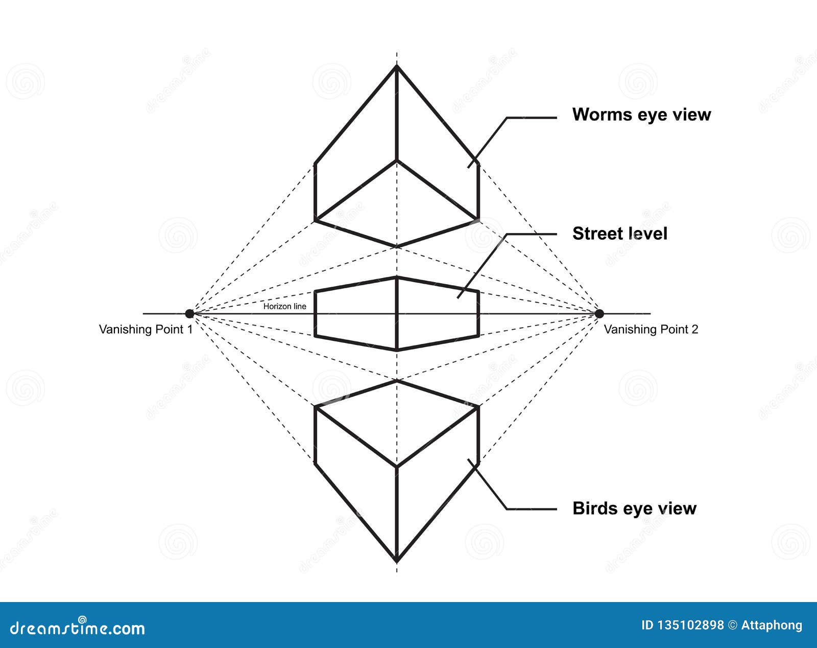 Perspective Drawing Isolated on White Background Vector Stock Vector ...