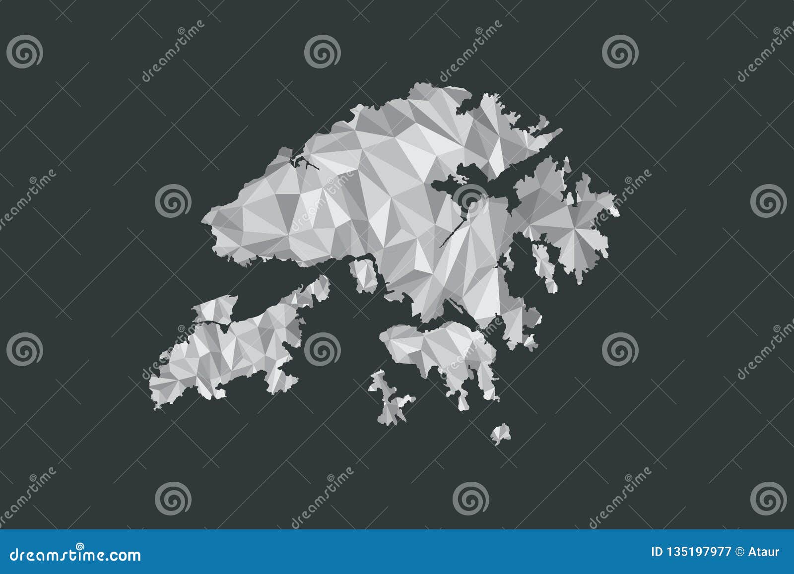 Low Poly Hong Kong Map Vector of White Color Geometric Shapes or ...