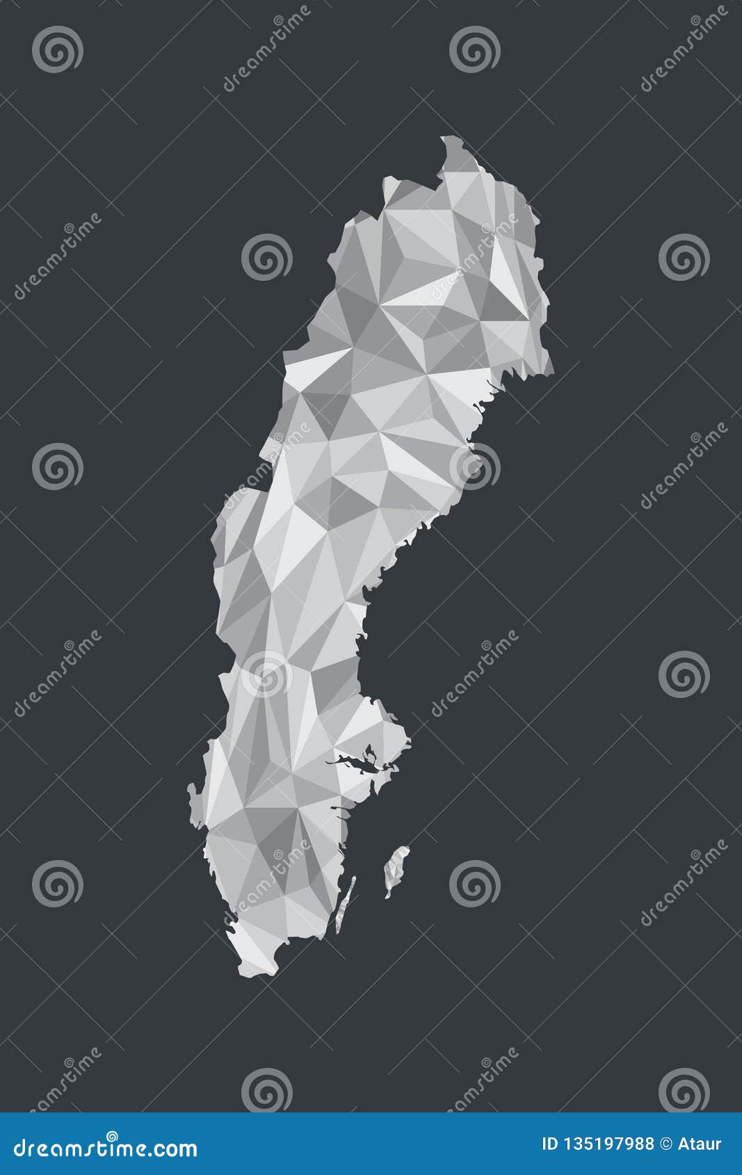 Low Poly Sweden Map Vector of White Color Geometric Shapes or Triangles ...