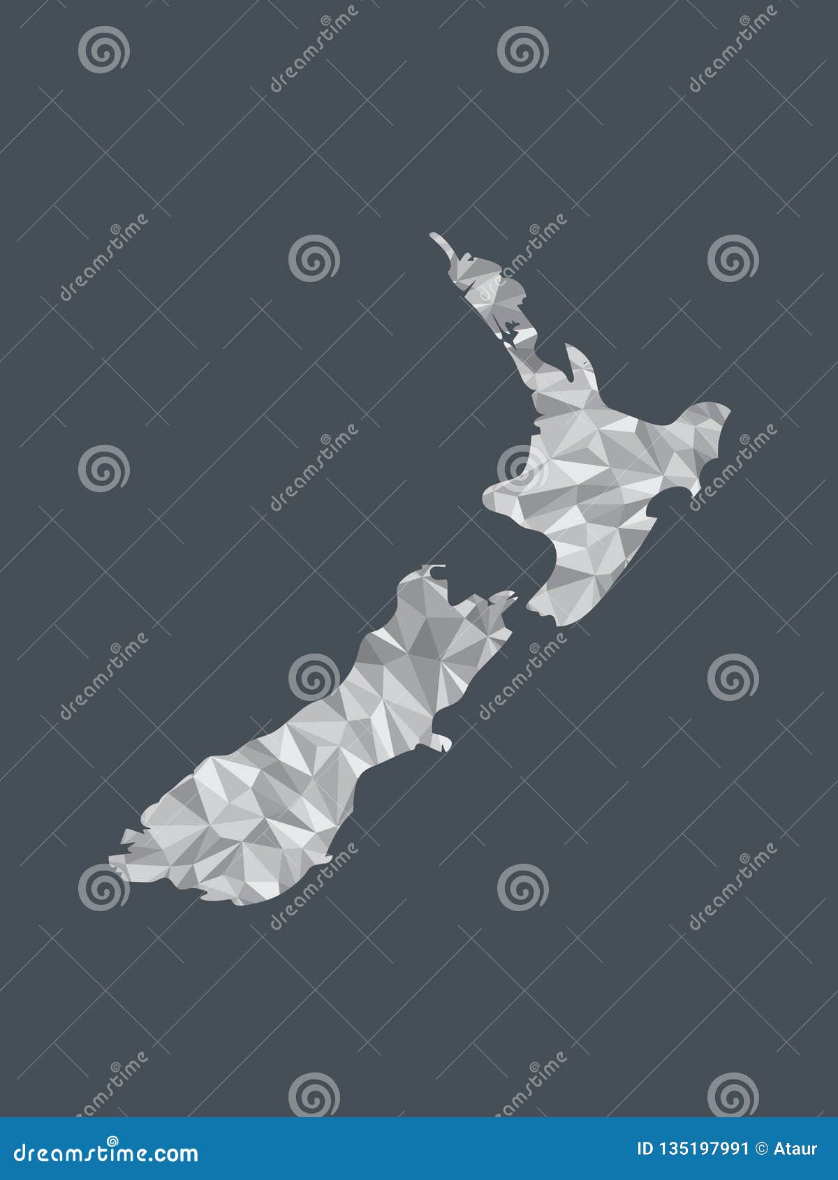 Low Poly New Zealand Map Vector of White Color Geometric Shapes or ...