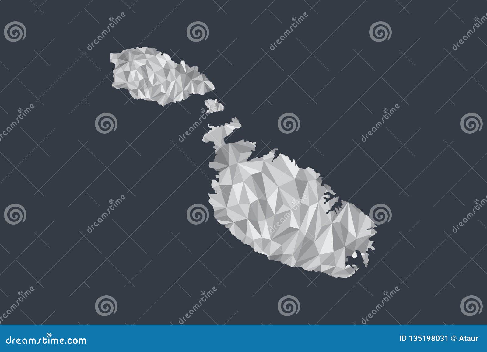 Low Poly Malta Map Vector of White Color Geometric Shapes or Triangles ...