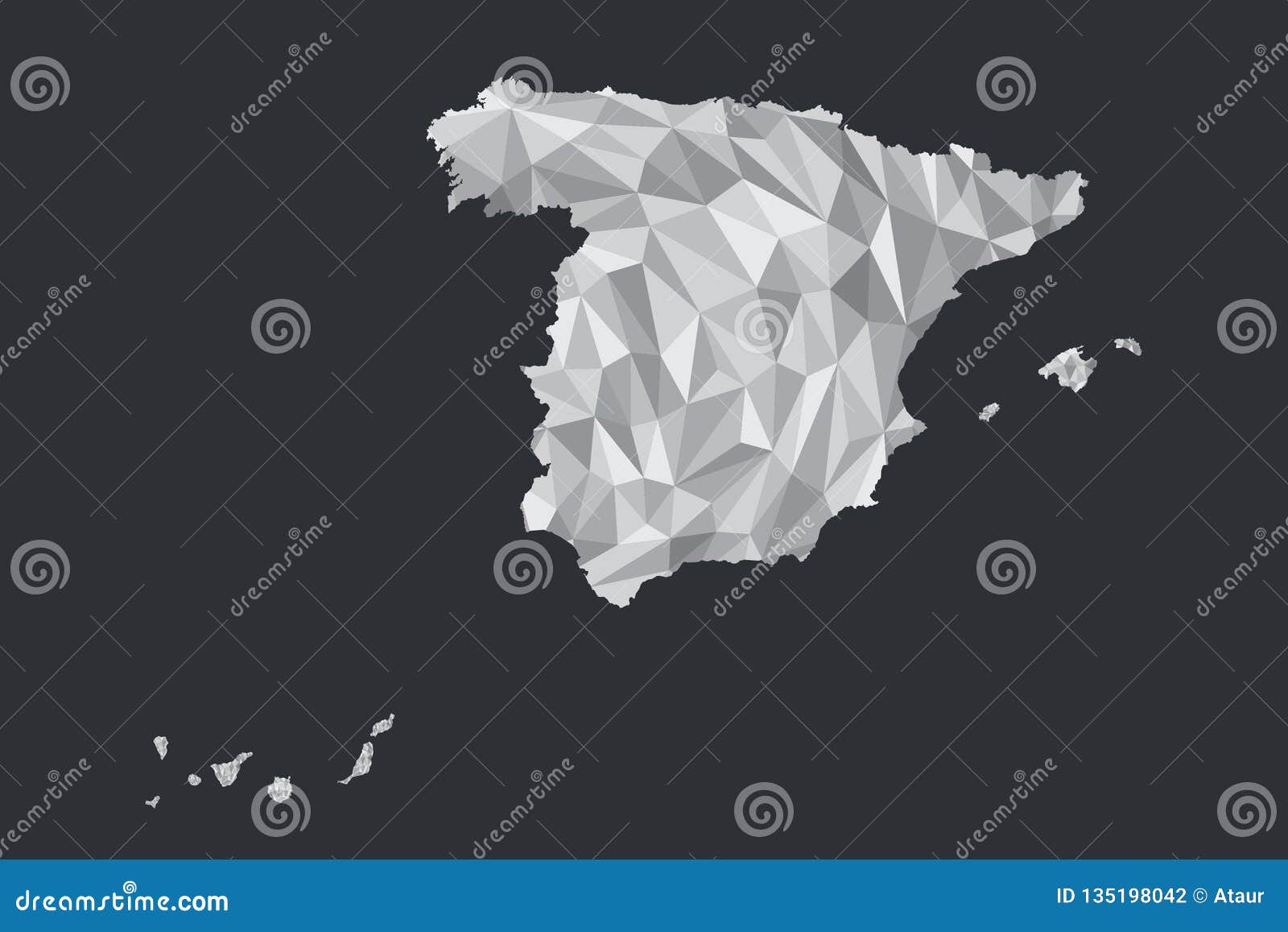 Low Poly Spain Map Vector of White Color Geometric Shapes or Triangles ...