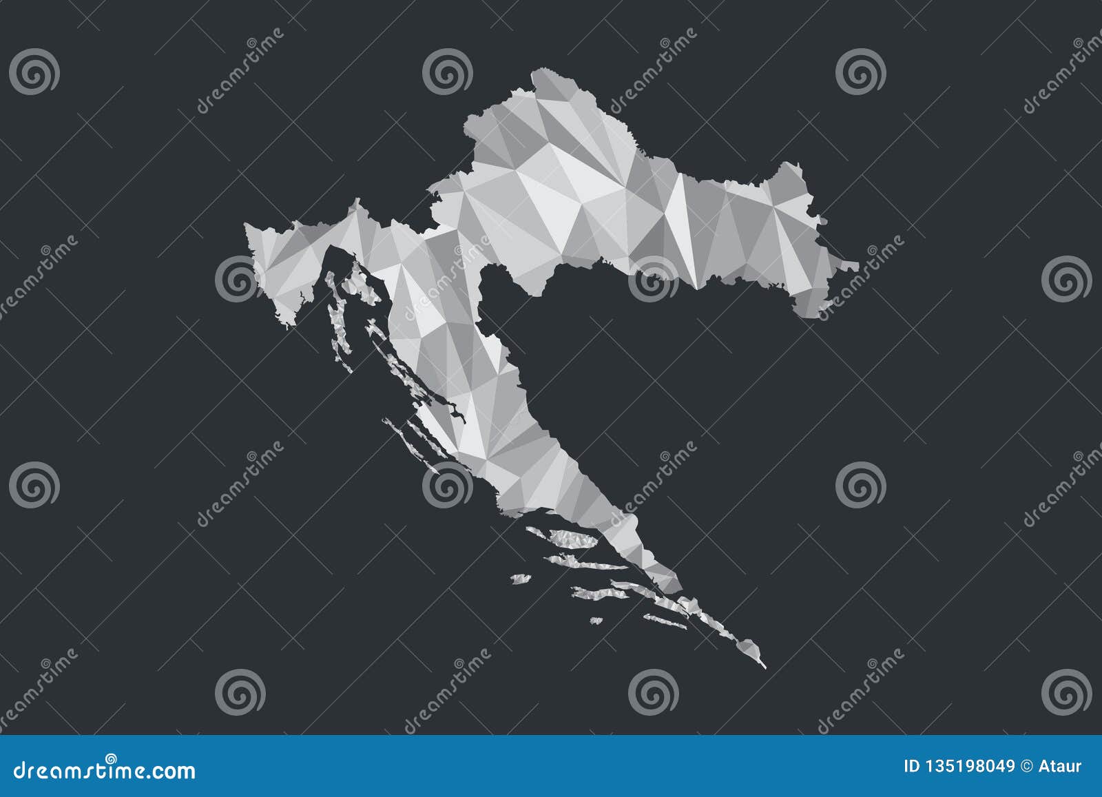 Low Poly Croatia Map Vector of White Color Geometric Shapes or ...