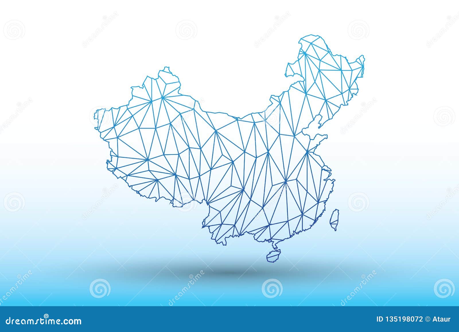 China Map Vector of Blue Color Geometric Connected Lines Using ...