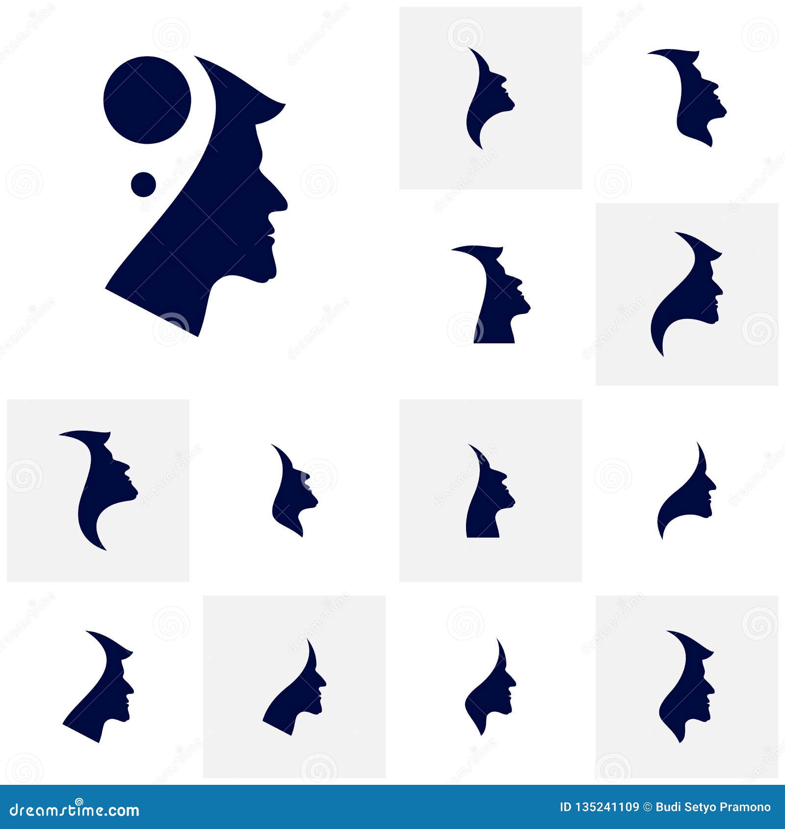 Set of People Head Logo Concept Vector. Icon Symbol Stock Vector ...