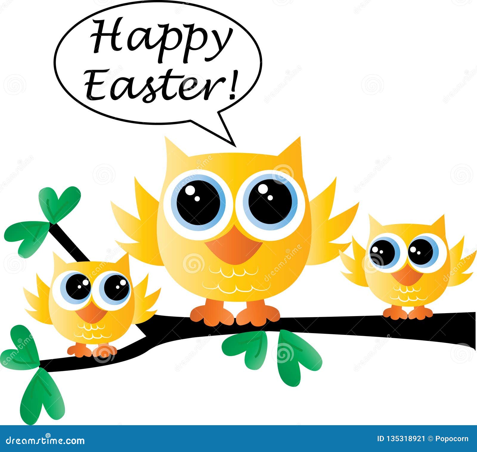 Happy Easter a Cute Little Yellow Bird Family Stock Illustration ...