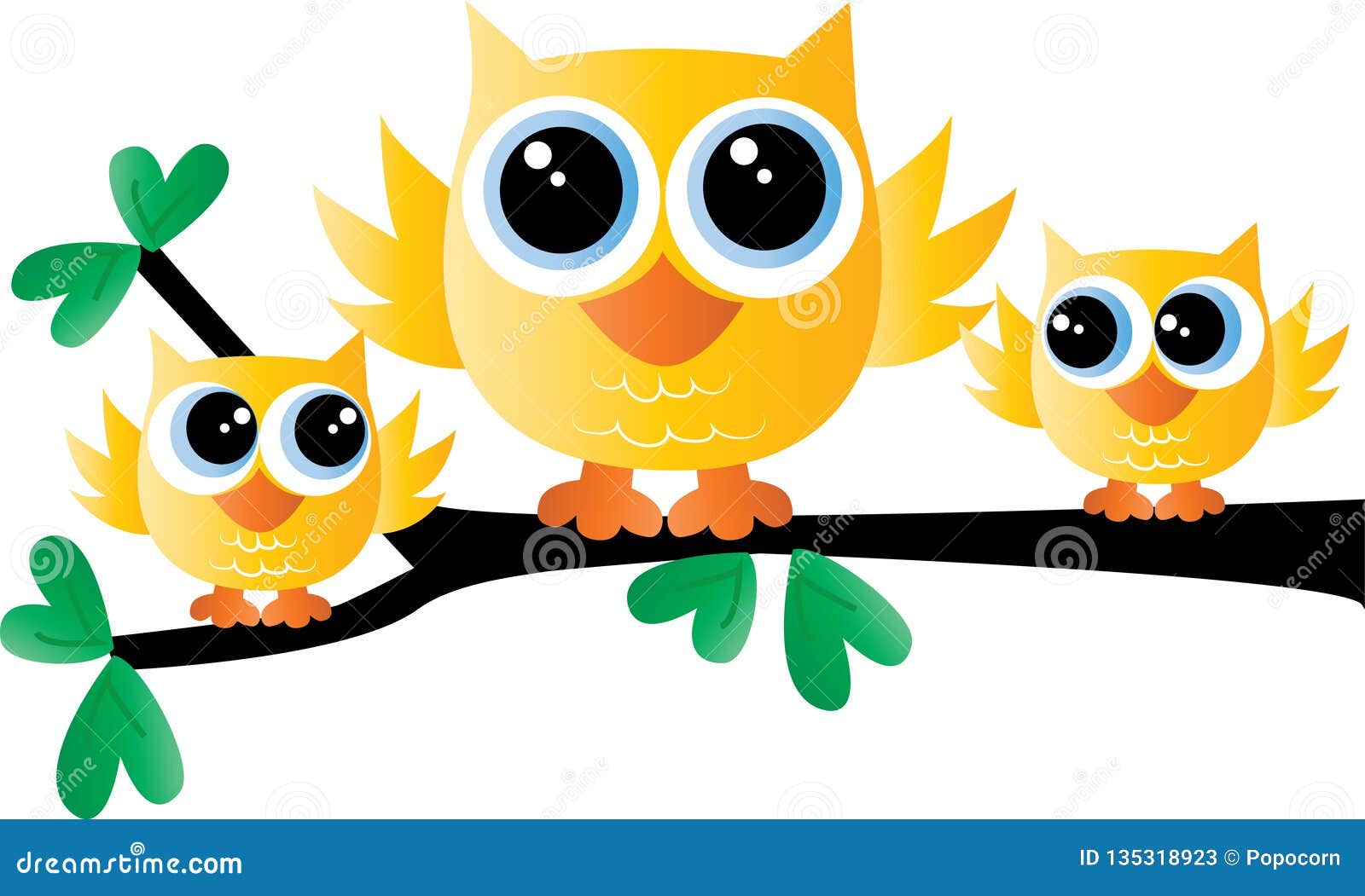 A Cute Little Bird Family Sitting on Branch Stock Illustration ...