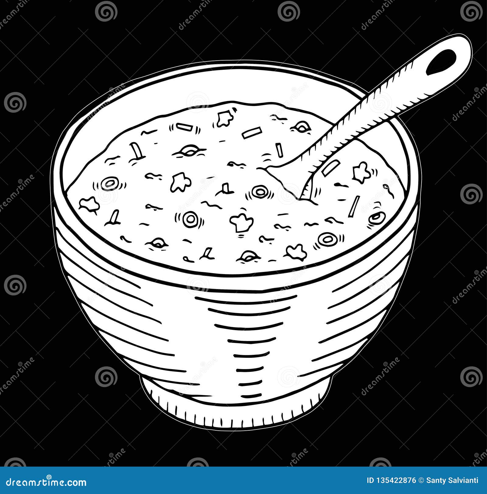 Simple Hand Drawn Doodle of a Bowl of Soup Stock Illustration ...