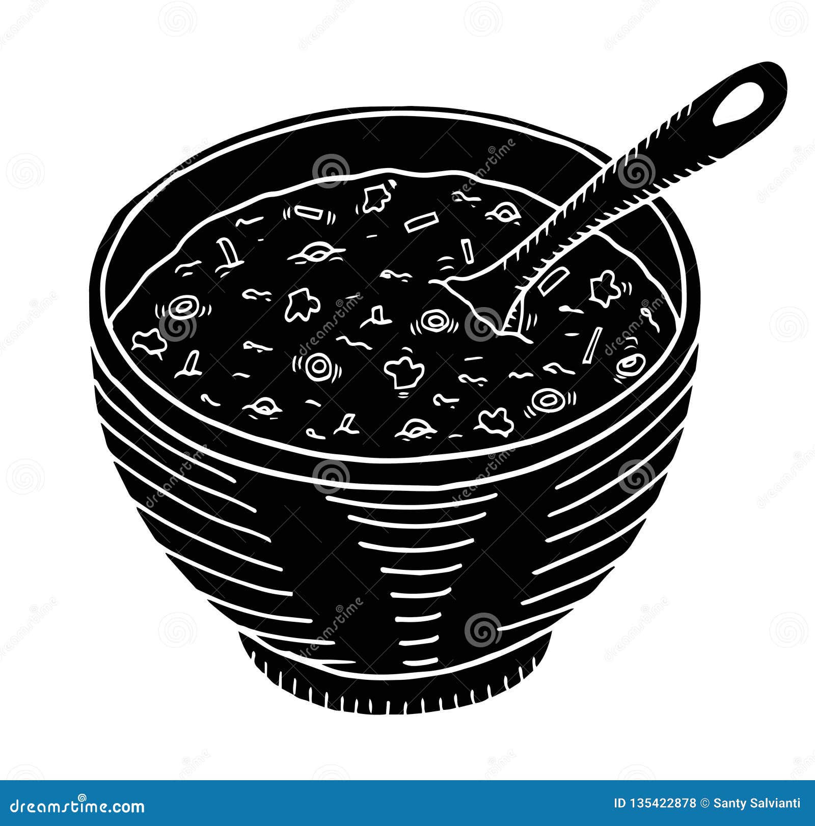 Simple Hand Drawn Doodle of a Bowl of Soup Stock Illustration ...