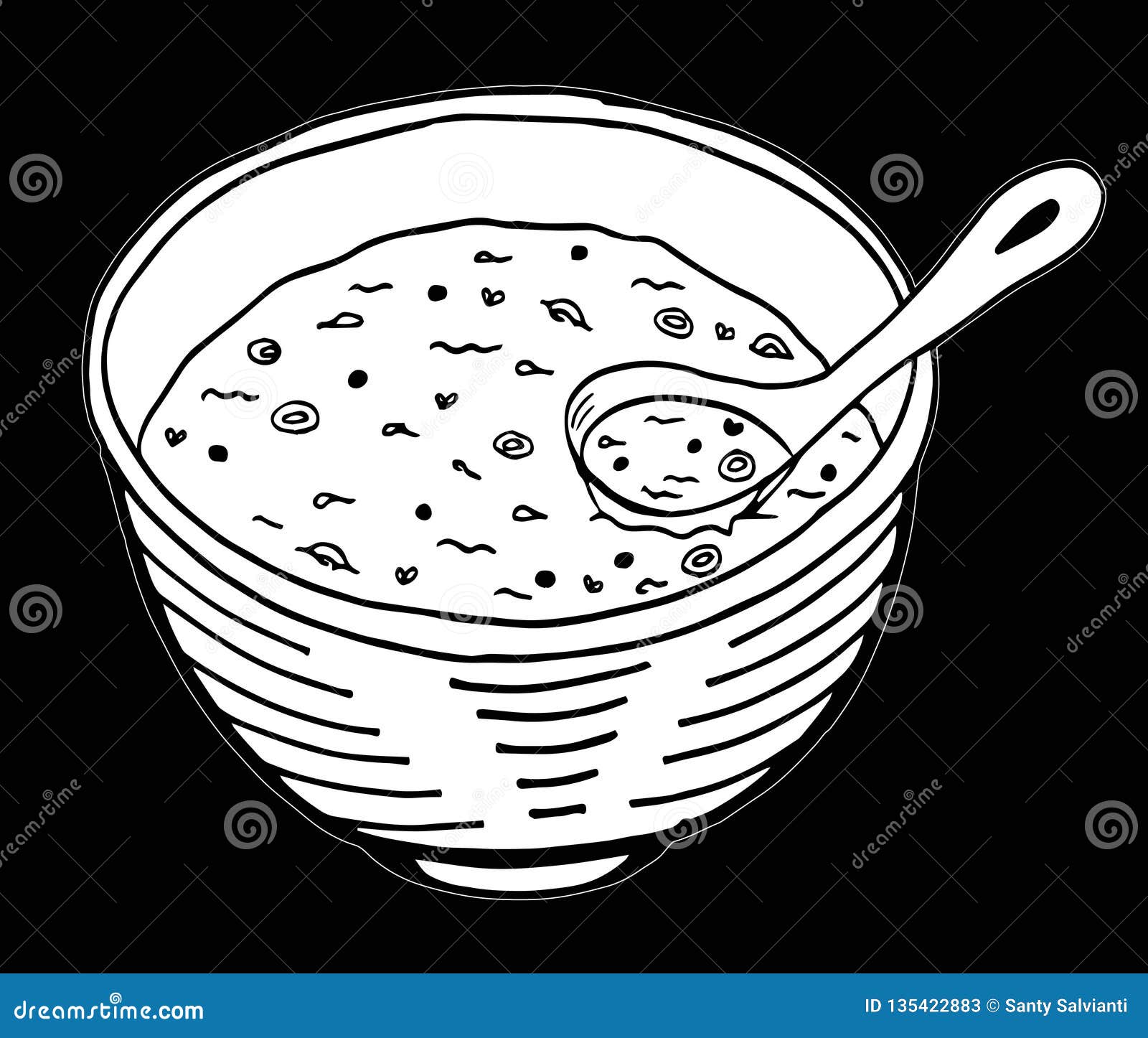 Simple Hand Drawn Doodle of a Bowl of Soup Stock Illustration ...