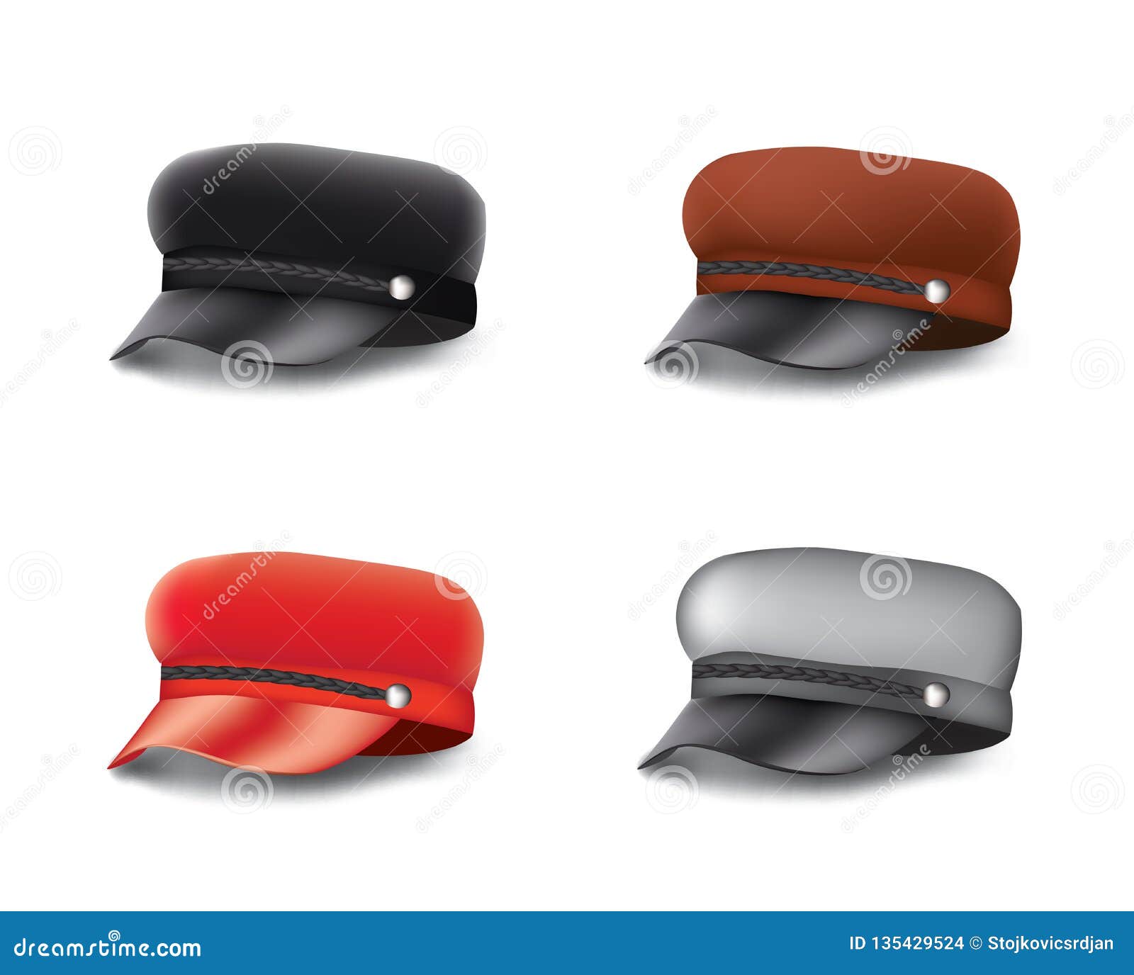 Woman military cap set stock vector. Illustration of army - 135429524