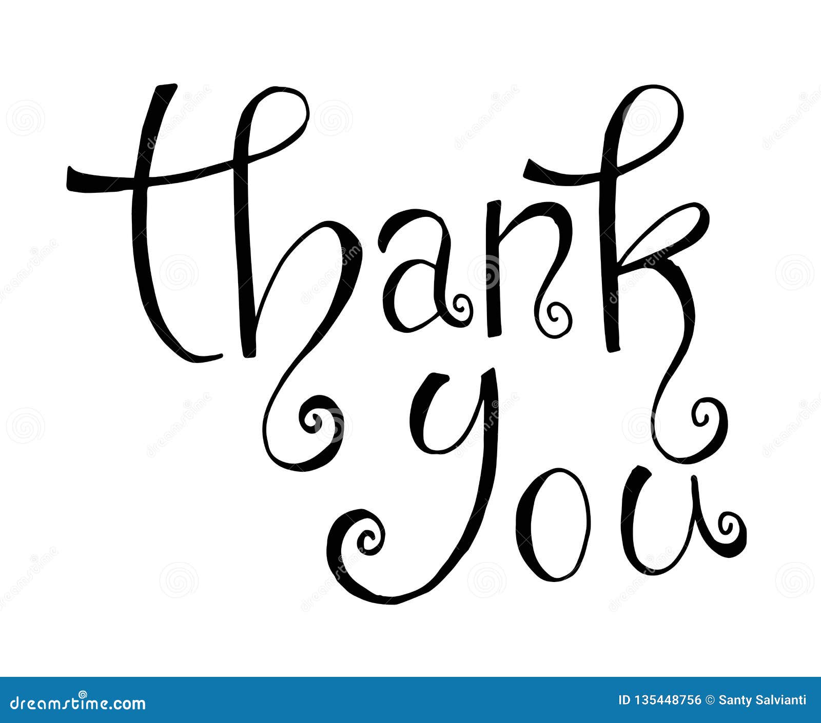 Black and White Thank You Text, Handwritten. Calligraphy Lettering ...
