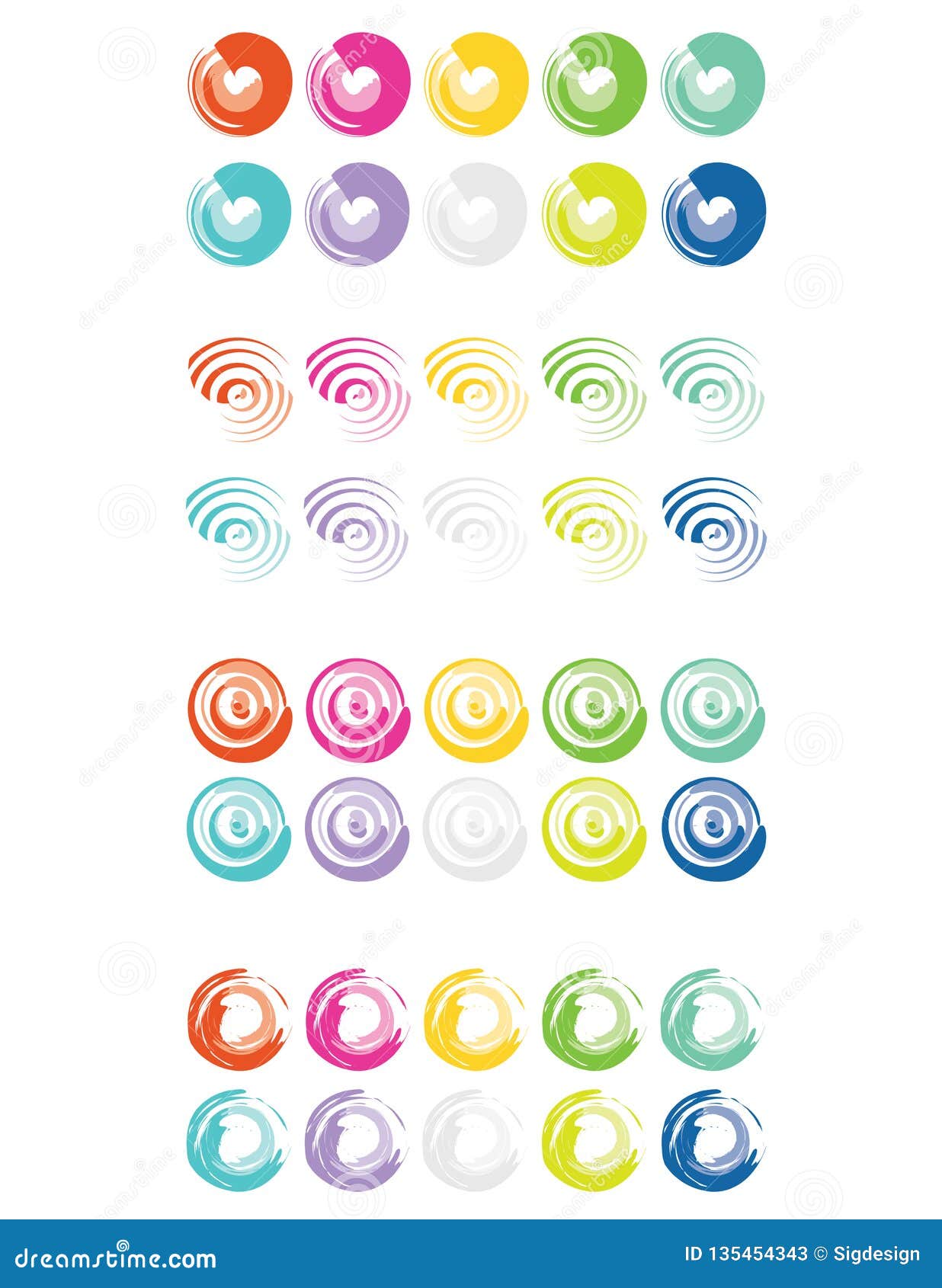 Set of Colorful Circle Shapes Ink and Brush Stock Vector - Illustration ...
