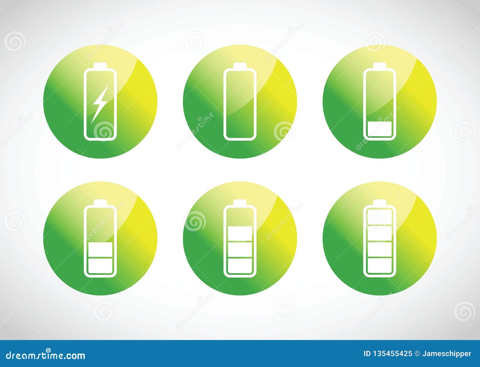 Green Battery Charging Levels Icon Set Stock Vector - Illustration of ...