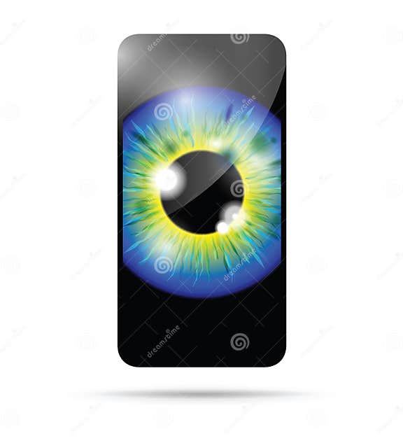 Realistic Eyeball on a Cell Mobile Phone Stock Vector - Illustration of ...