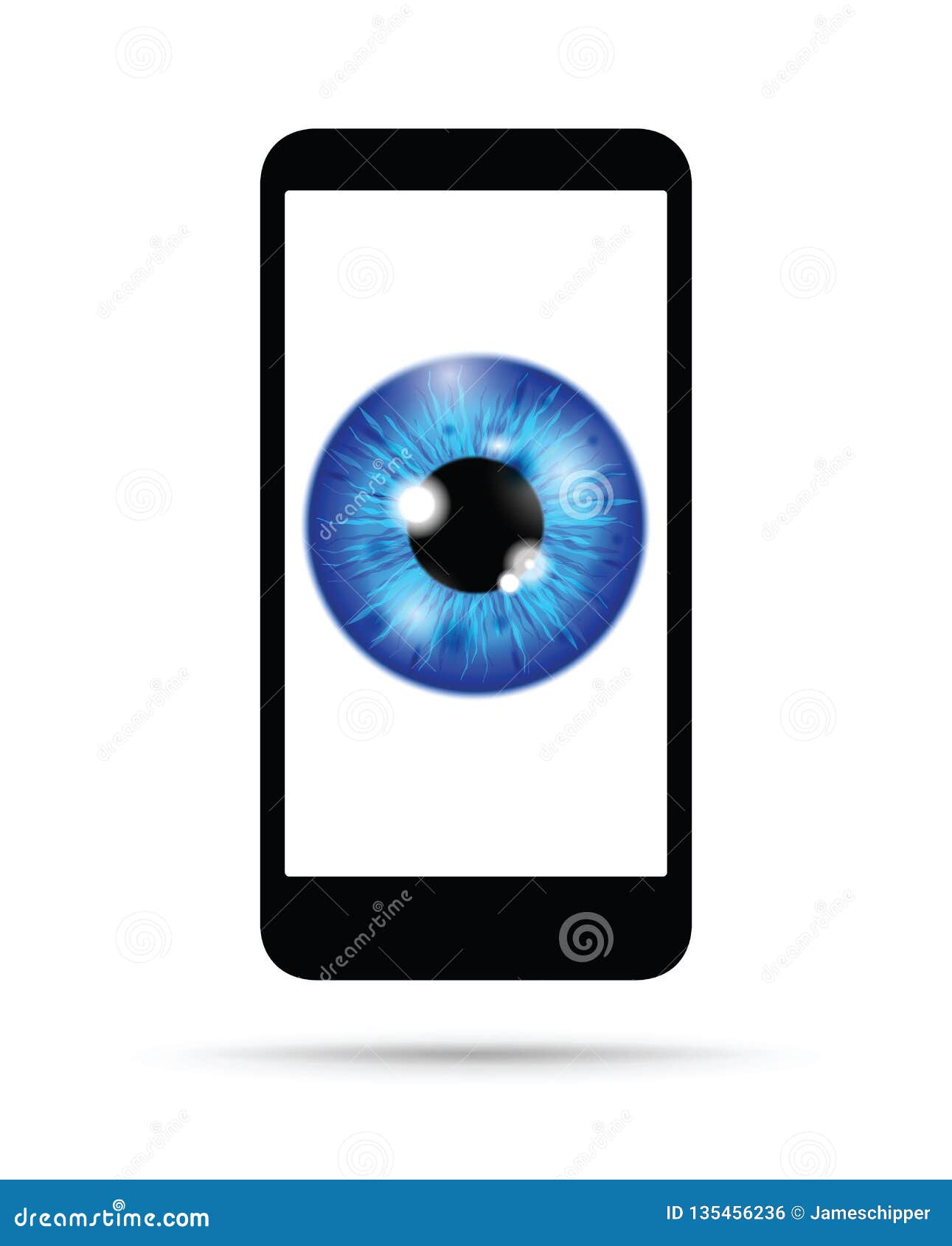 Blue Realistic Eyeball on a Cell Mobile Phone Stock Vector ...