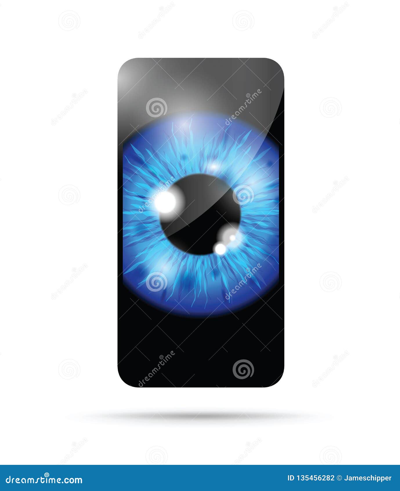 Realistic Blue Eyeball on a Cell Mobile Phone Stock Vector ...