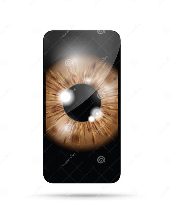 Realistic Eyeball on a Cell Mobile Phone Stock Vector - Illustration of ...