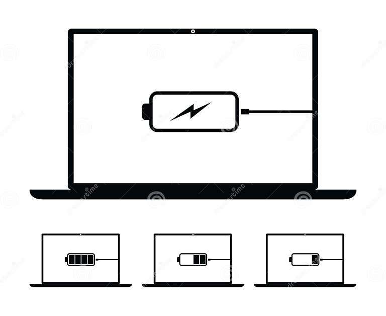 Computer Battery Charging Icon Stock Vector - Illustration of laptop ...