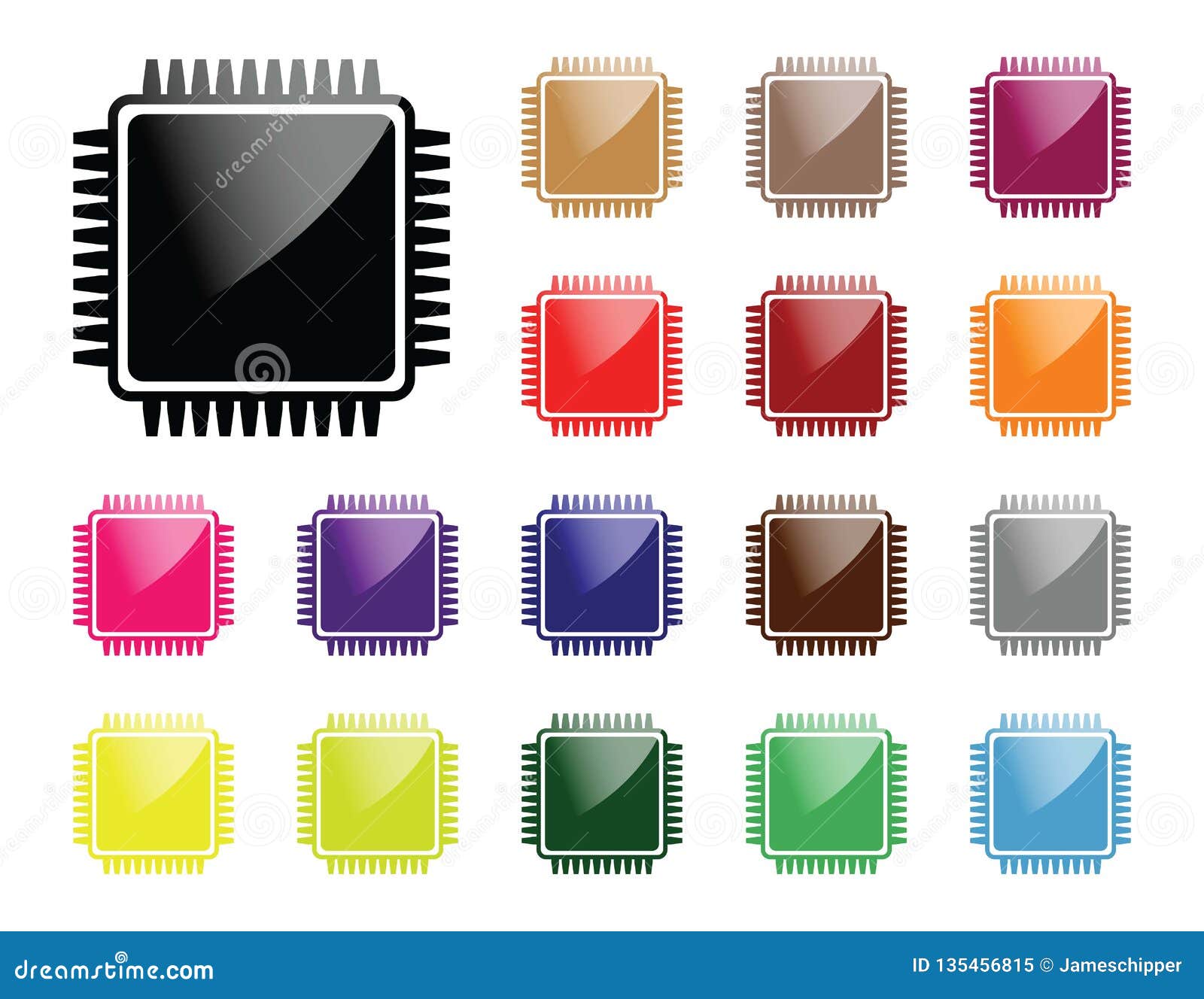 Computer chip icon stock vector. Illustration of information - 135456815