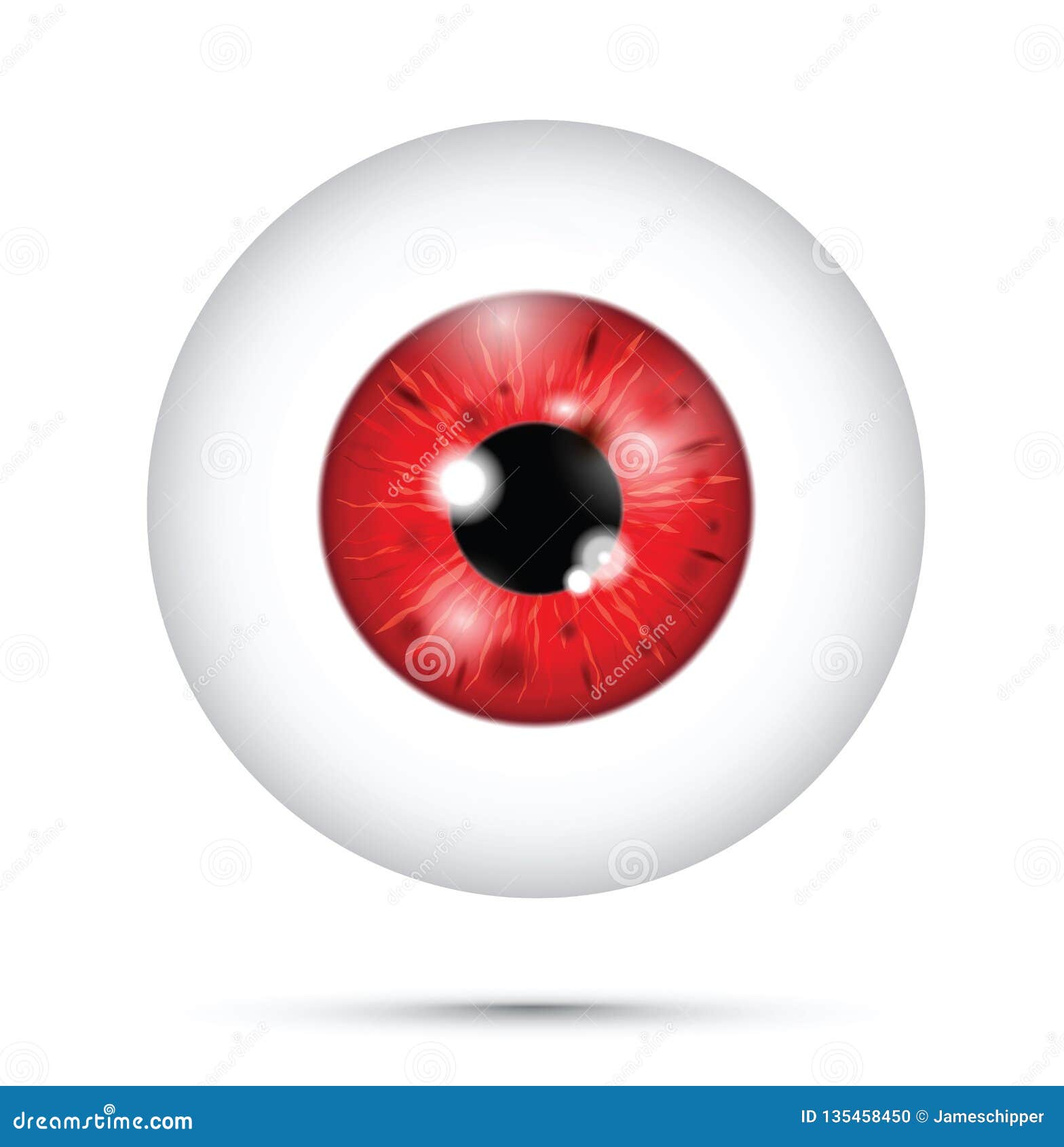 Red realistic eyeball stock vector. Illustration of bright - 135458450