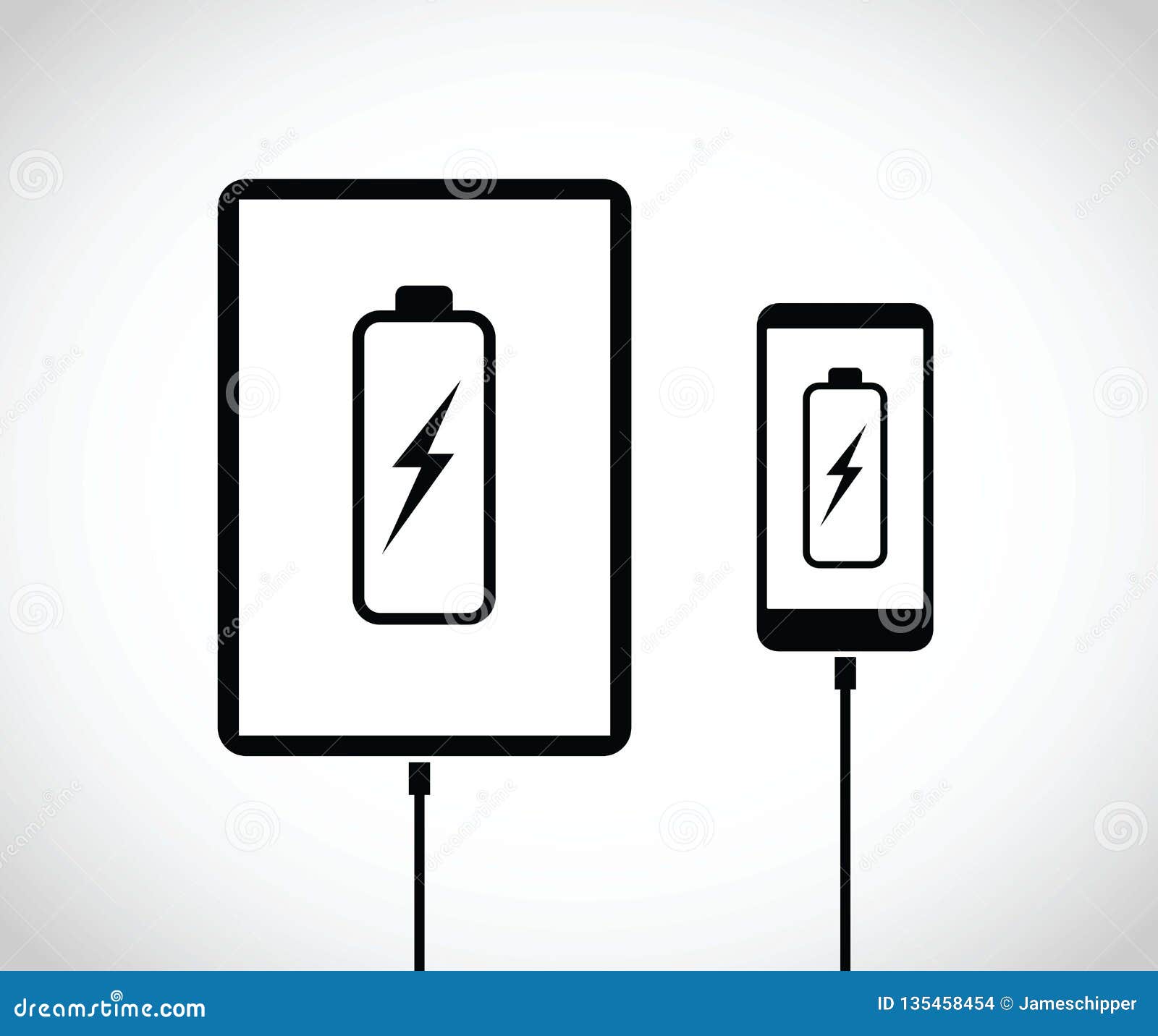 Tablet and Cell Phone Battery Charging Icon Stock Vector - Illustration ...