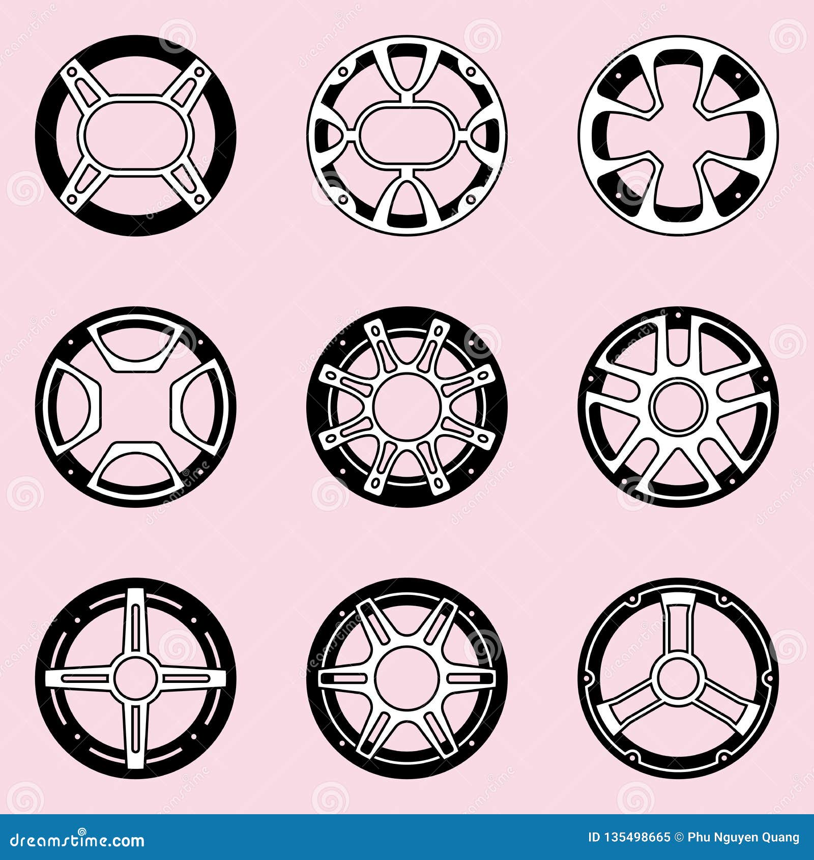 Set Of Speaker Driver Icons. Car Audio. Silhouette Vector ...
