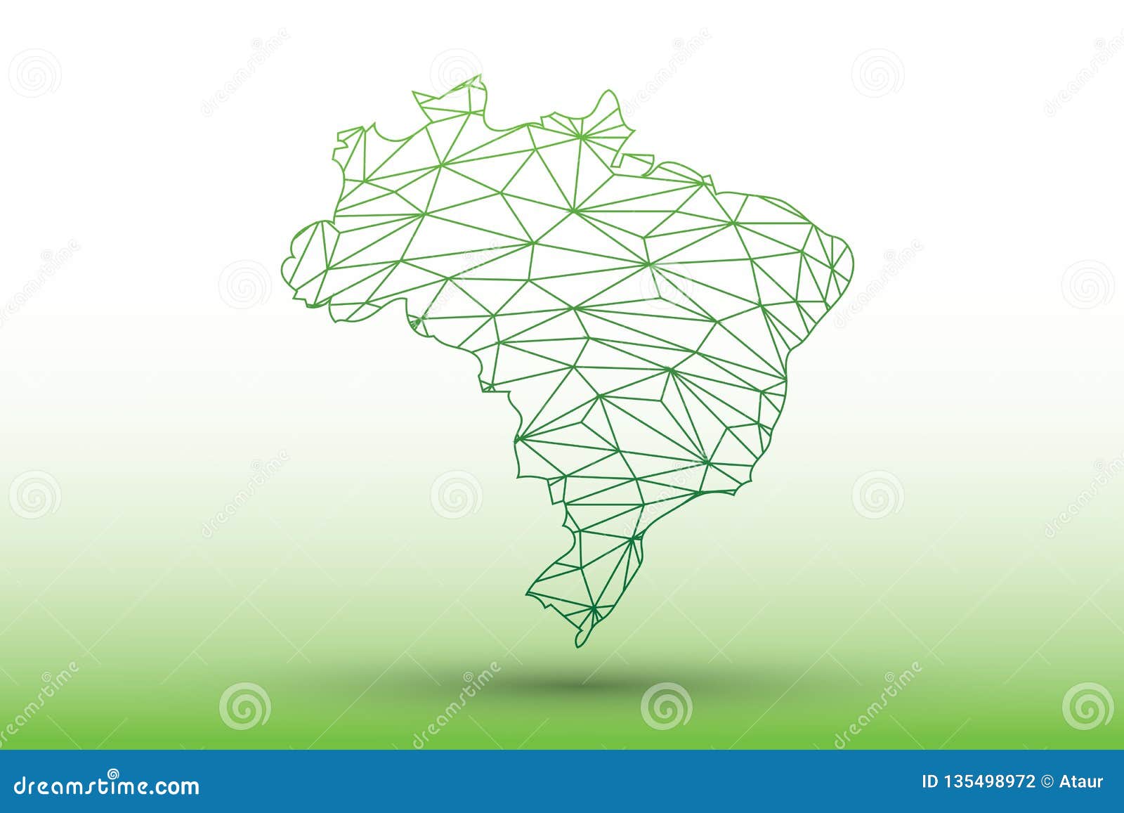 Brazil Map Vector of Green Color Geometric Connected Lines Using ...