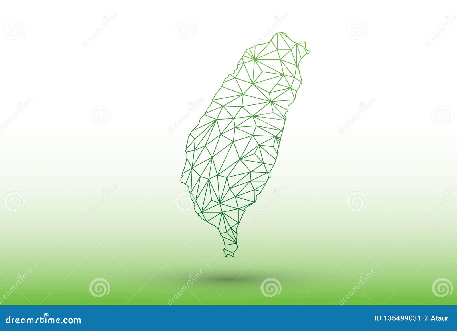 Taiwan Map Vector of Green Color Geometric Connected Lines Using ...