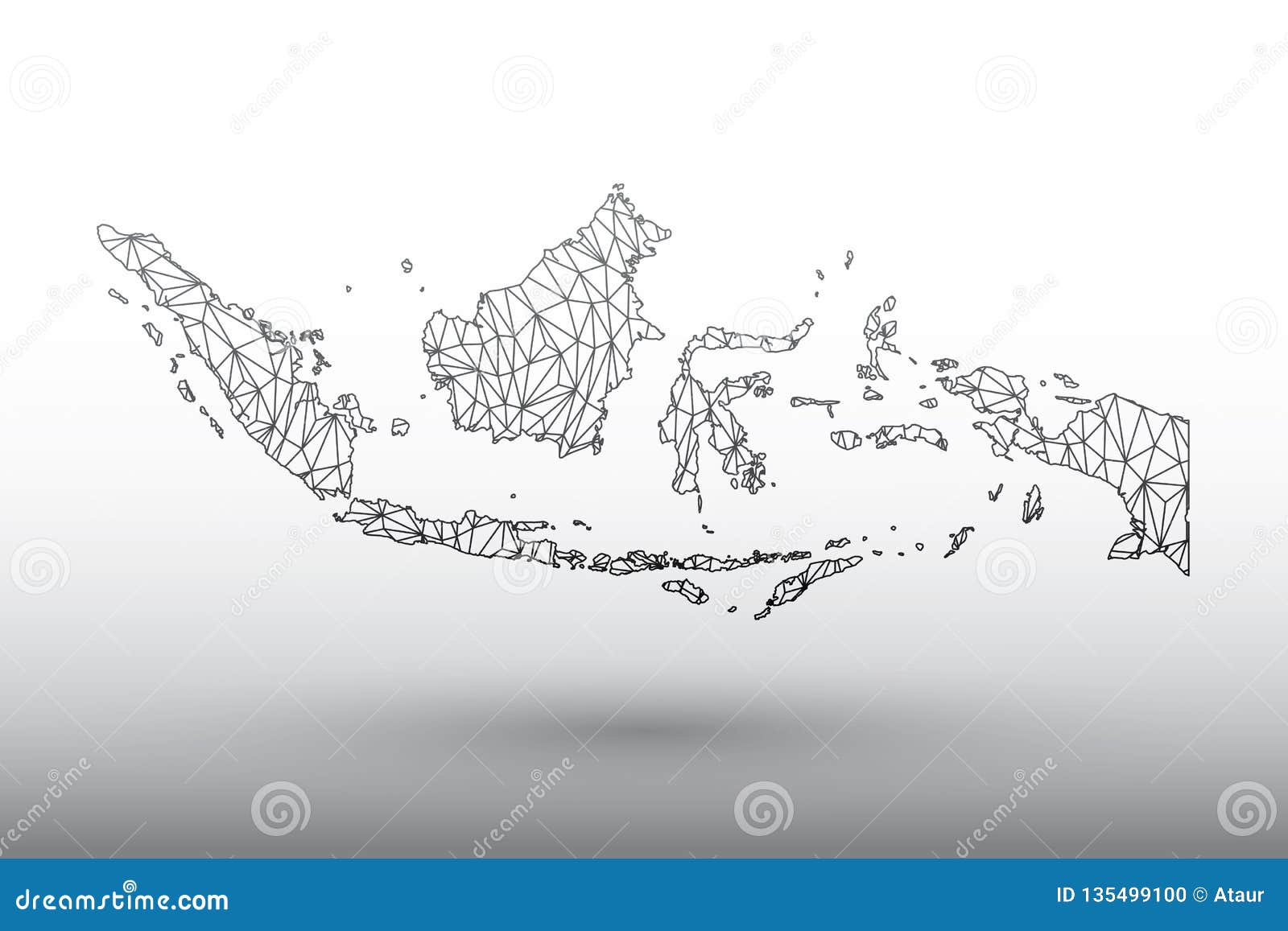 Indonesia Map Vector of Black Color Geometric Connected Lines Using ...