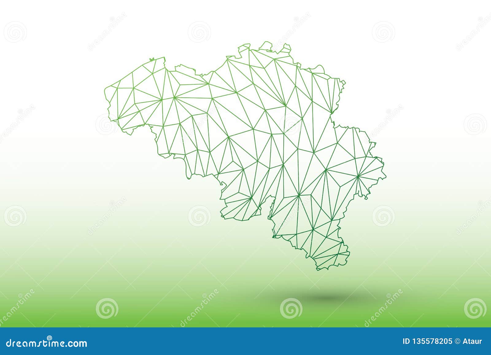 Belgium Map Vector of Green Color Geometric Connected Lines Using ...
