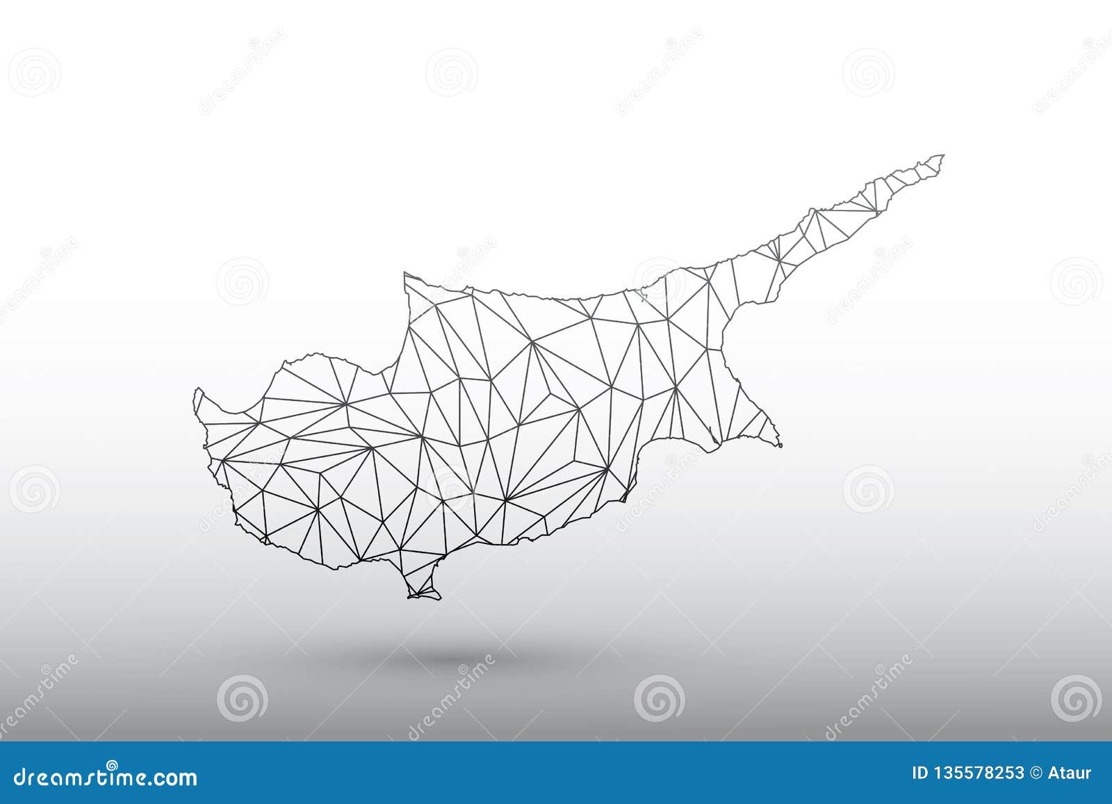 Cyprus Map Vector of Black Color Geometric Connected Lines Using ...