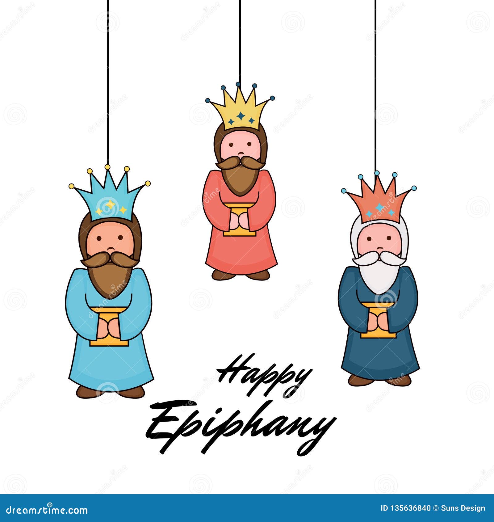 Happy Epiphany stock illustration. Illustration of hand - 135636840
