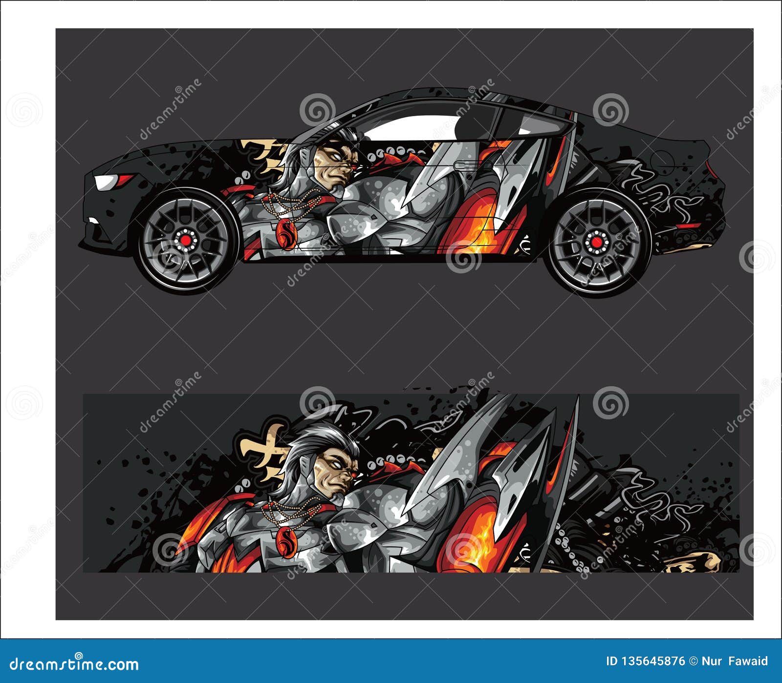 Vinyl Sticker Decals Set Car Cartoon Vector | CartoonDealer.com #223493651