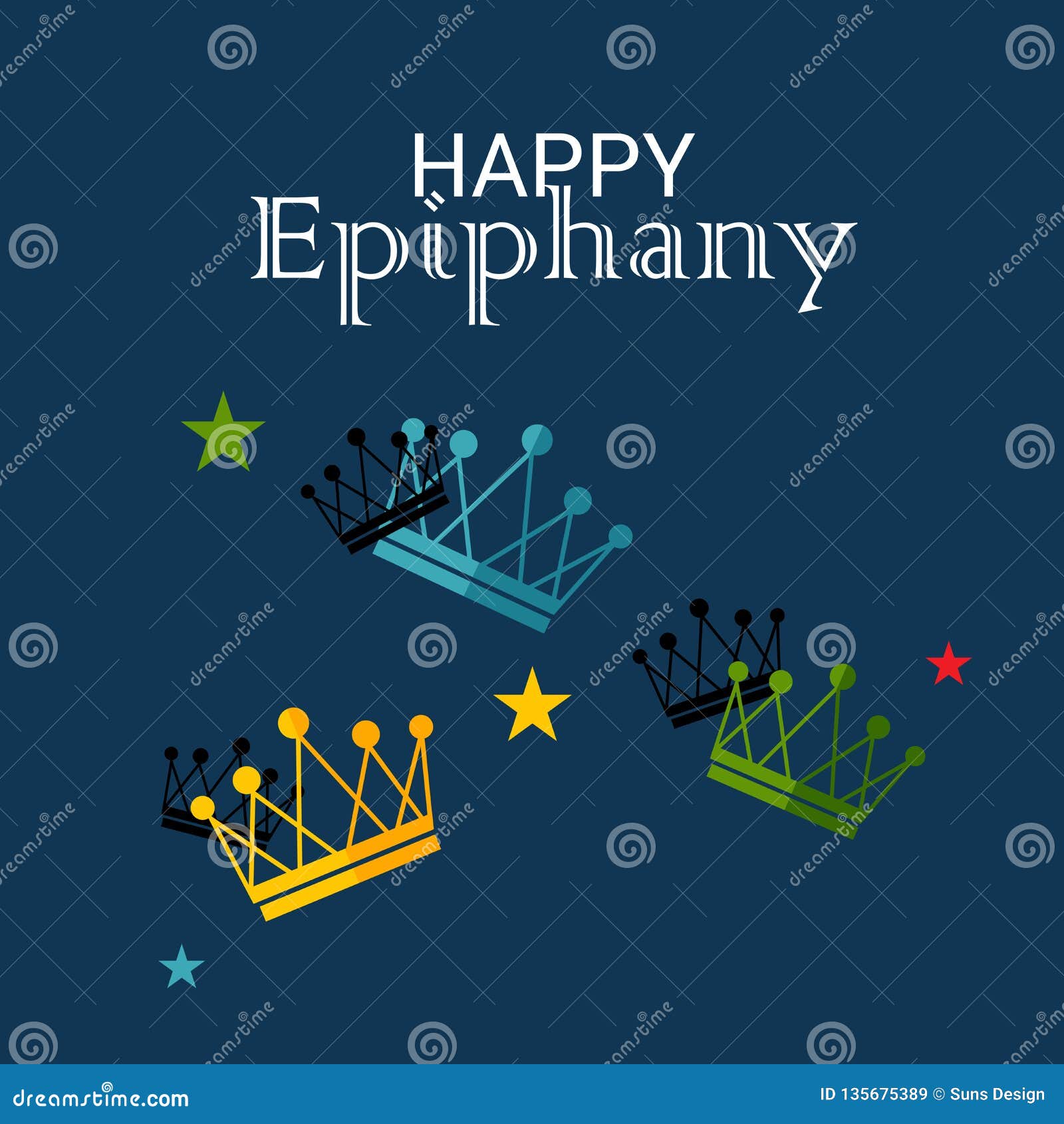 Happy Epiphany stock illustration. Illustration of hand - 135675389
