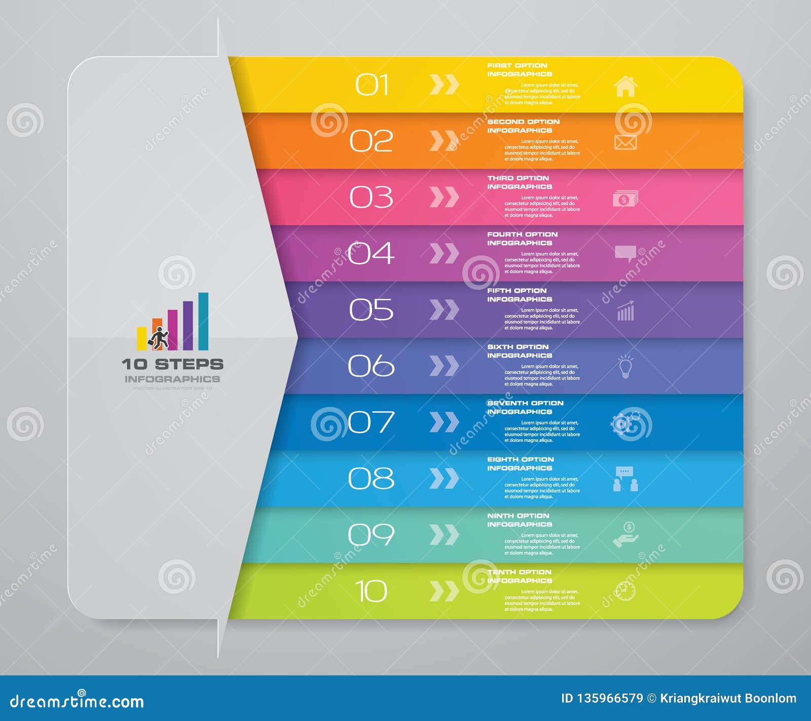10 Steps Arrow Infographics Chart Design Element. for Data Presentation ...