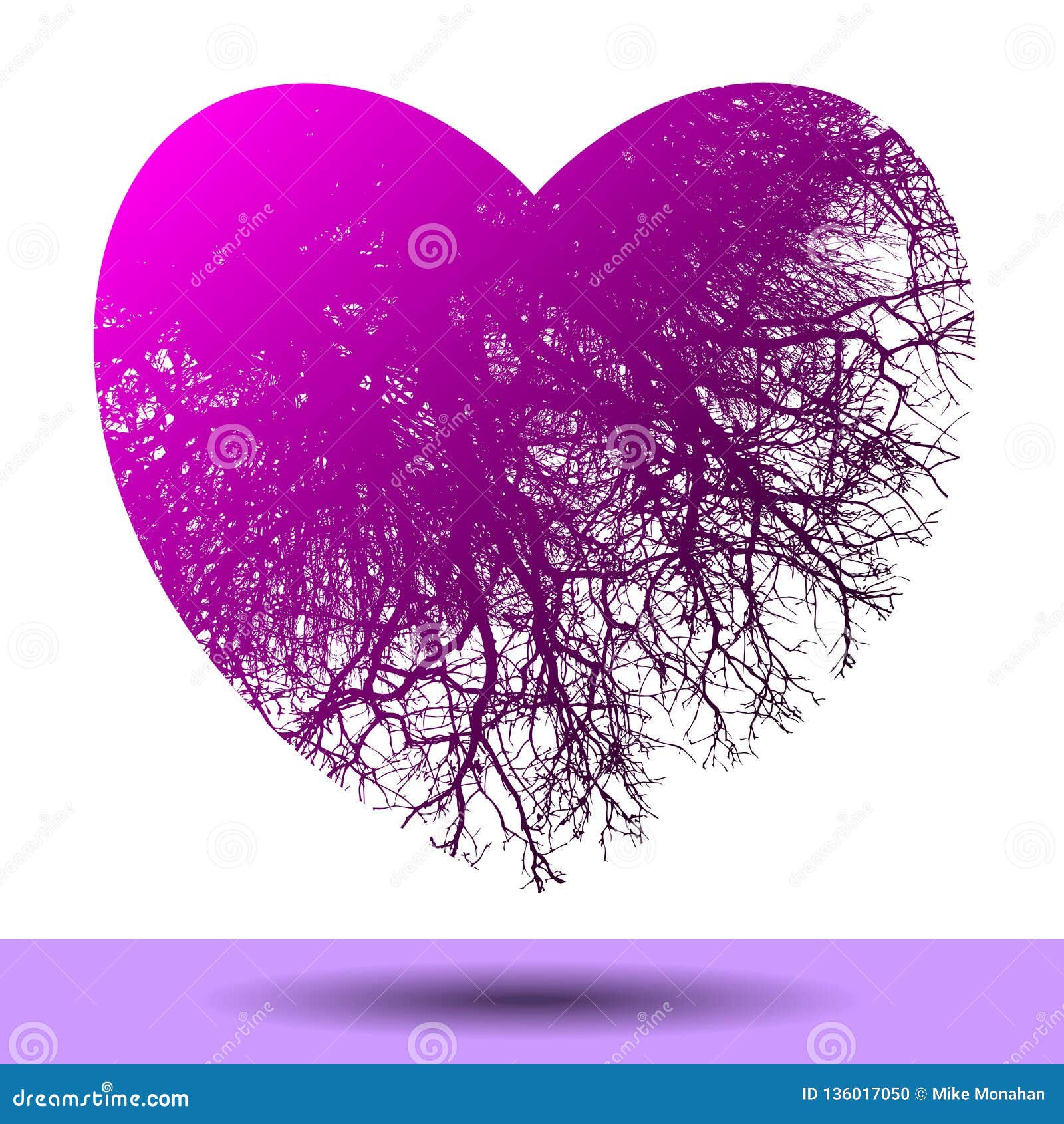 An Abstract Heart with Tree Branches Stock Vector - Illustration of ...