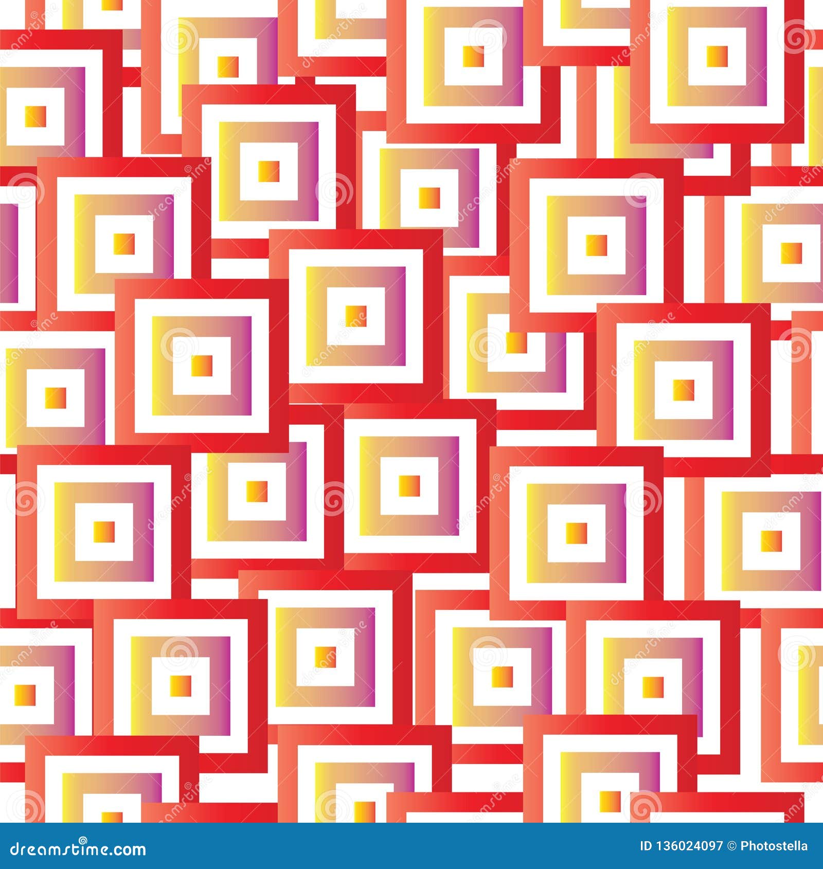 Seamless Pattern with Abstract Squares in Red and Yellow Colors Vector ...