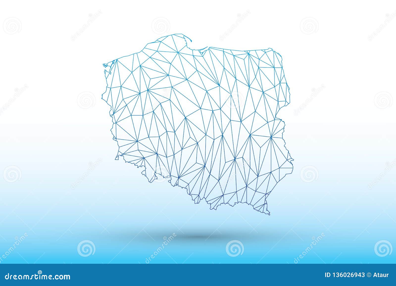 Poland Map Vector of Blue Color Geometric Connected Lines Using ...